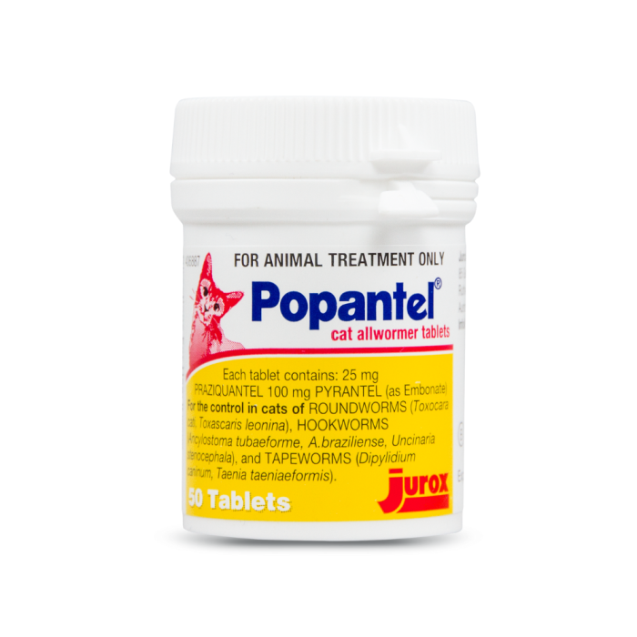 Popantel Allwormer Cat 11 lbs 50 Tablets CanadaVet